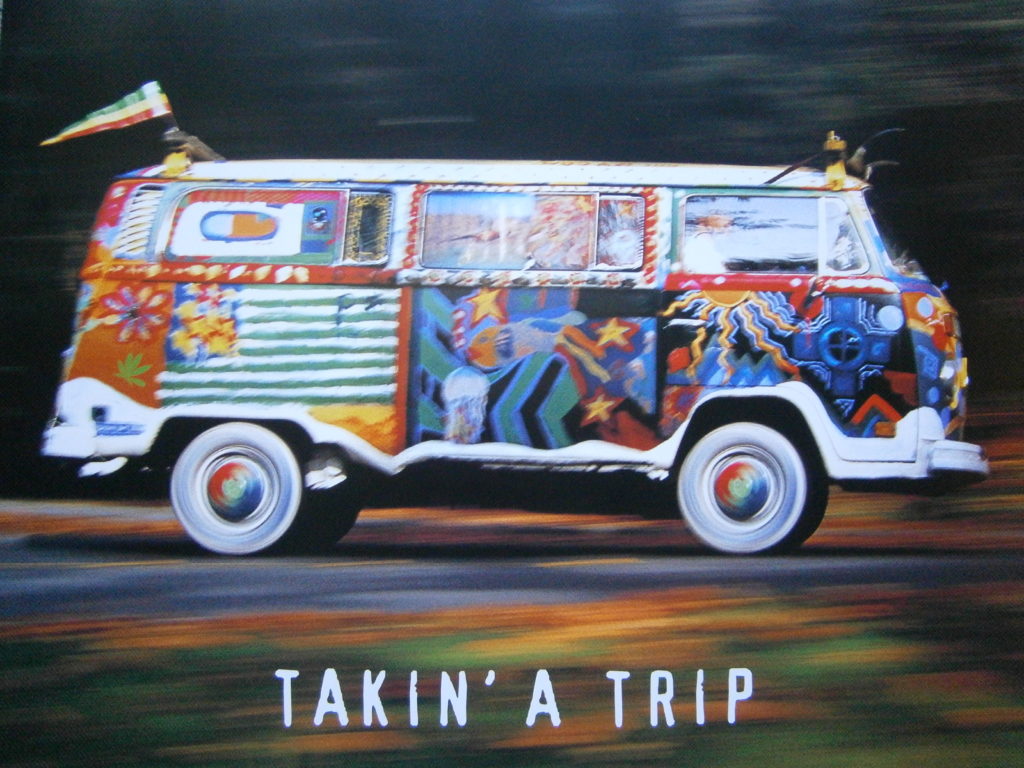 VW Camper Van Taking A Trip Mini Poster — Poster Plus